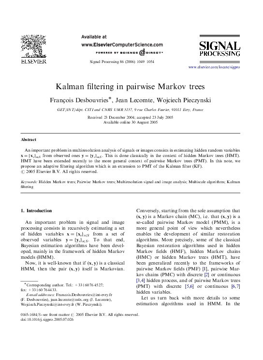 (PDF) Kalman filtering in pairwise Markov trees