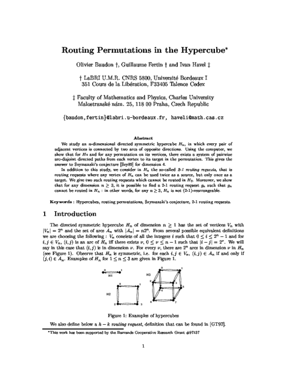 Pdf Routing Permutations In The Hypercube