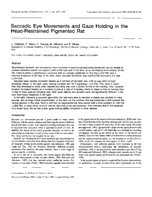(PDF) Saccadic Eye Movements and Gaze Holding in the Head-Restrained ...