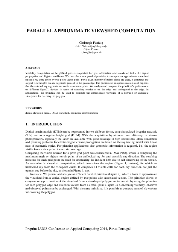 (PDF) Parallel Approximate Viewshed Computation