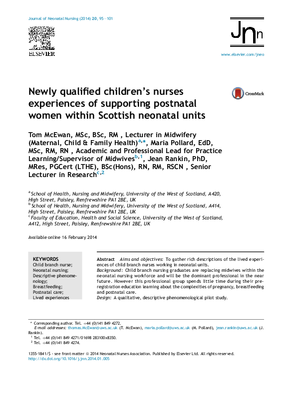 (PDF) Newly qualified children's nurses experiences of supporting ...
