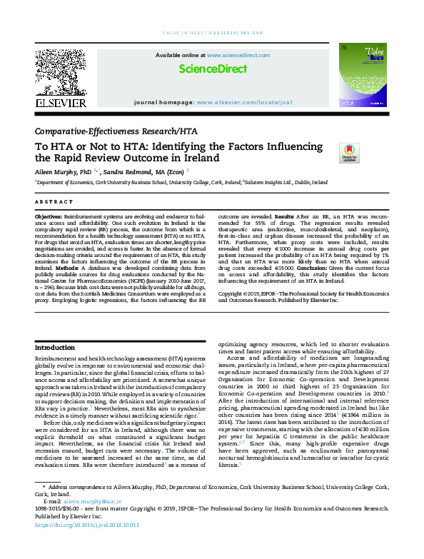 (PDF) To HTA or Not to HTA: Identifying the Factors Influencing the ...