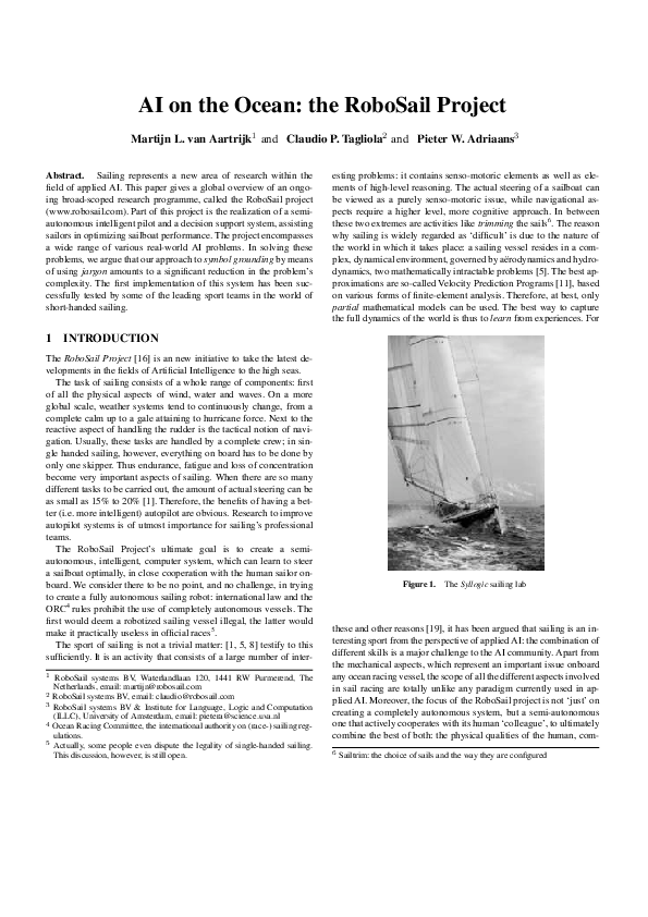 (PDF) AI on the ocean: the robosail project