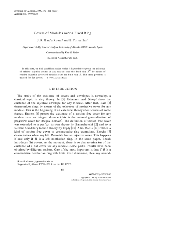 (PDF) Covers of Modules over a Fixed Ring