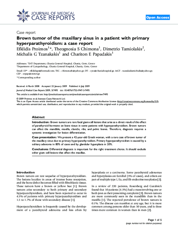 (PDF) Brown tumor of the maxillary sinus in a patient with primary ...