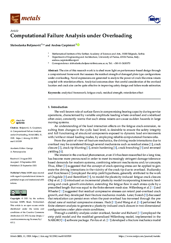 (PDF) Computational Failure Analysis under Overloading
