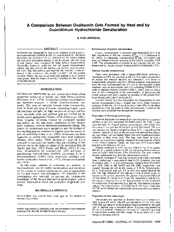 (PDF) A Comparison Between Ovalbumin Gels Formed by Heat and by ...