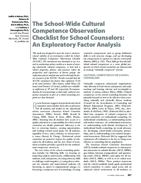 (PDF) The School-Wide Cultural Competence Observation Checklist for ...