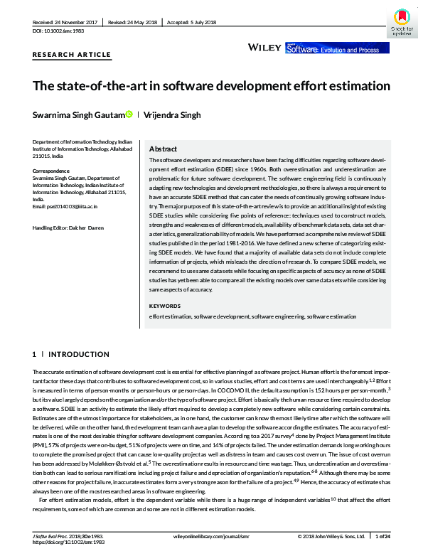 (PDF) The state-of-the-art in software development effort estimation
