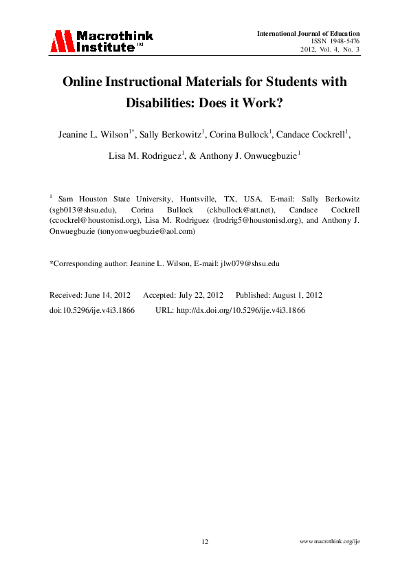 (PDF) Online Instructional Materials for Students with Disabilities ...