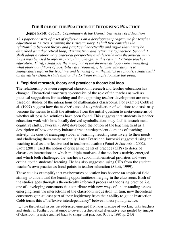 (PDF) The Role of the Practice of Theorising Practice