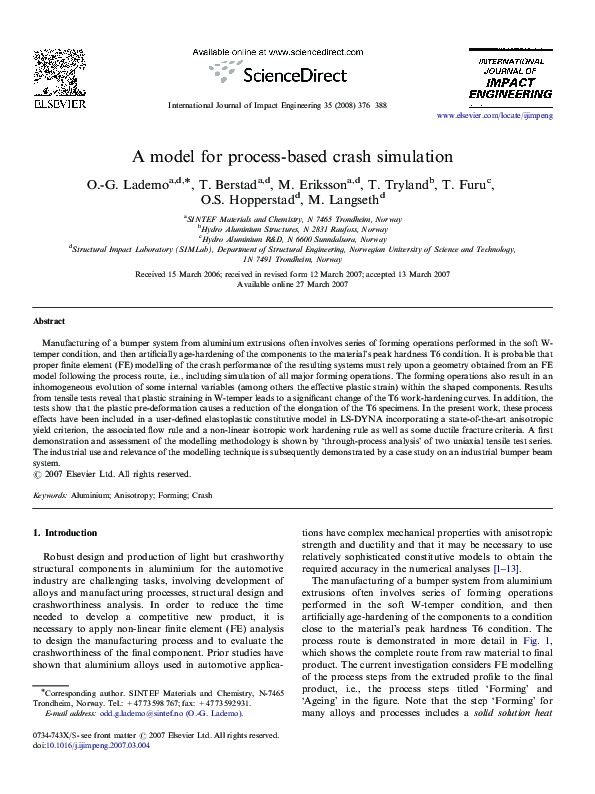 (PDF) A model for process-based crash simulation