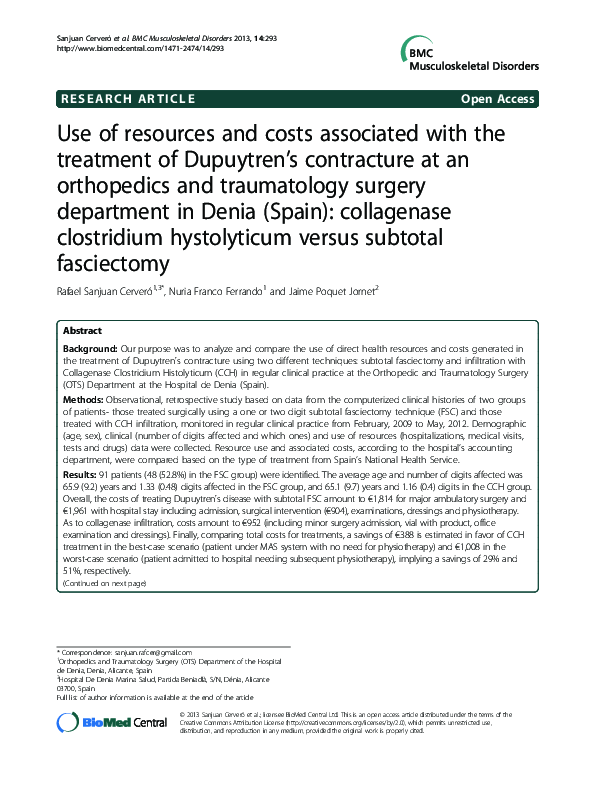 (PDF) Use of resources and costs associated with the treatment of ...