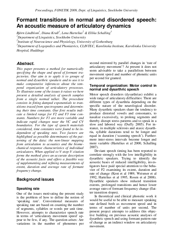 (PDF) Formant transitions in normal and disordered speech: An acoustic ...