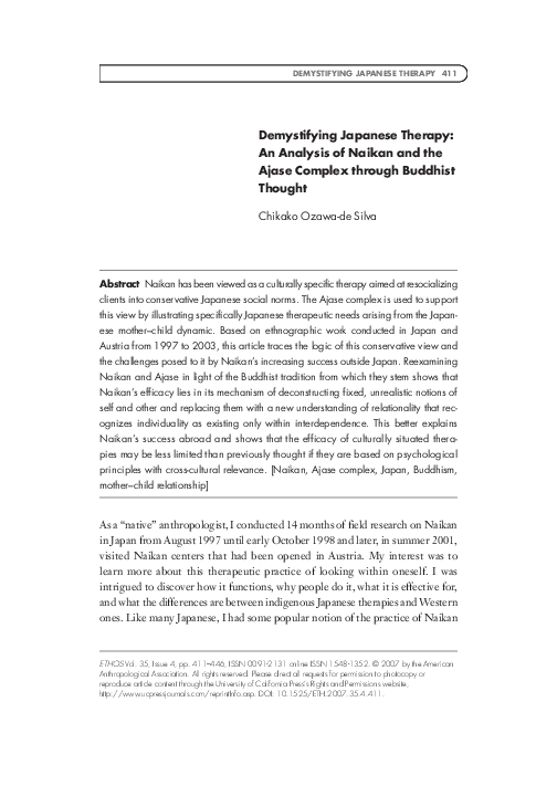 (PDF) Demystifying Japanese Therapy: An Analysis of Naikan and the ...