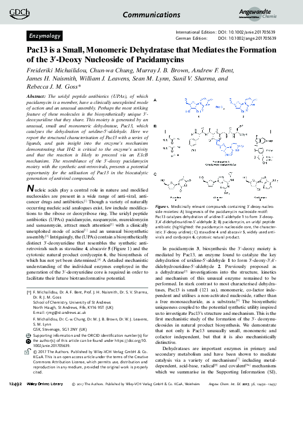 (PDF) Short and Sweet: Pac13 is a Small, Monomeric Dehydratase that ...