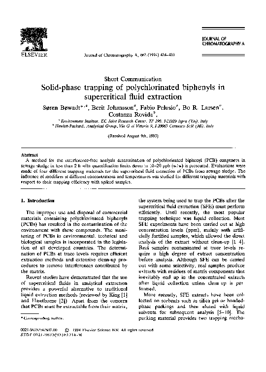 (PDF) Solid-phase trapping of polychlorinated biphenyls in supercritical fluid extraction
