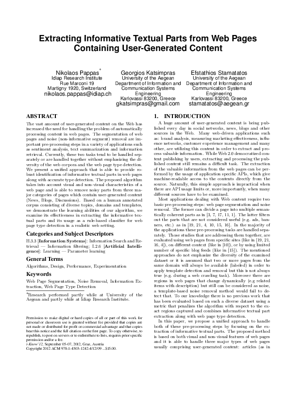 (PDF) Extracting informative textual parts from web pages containing ...