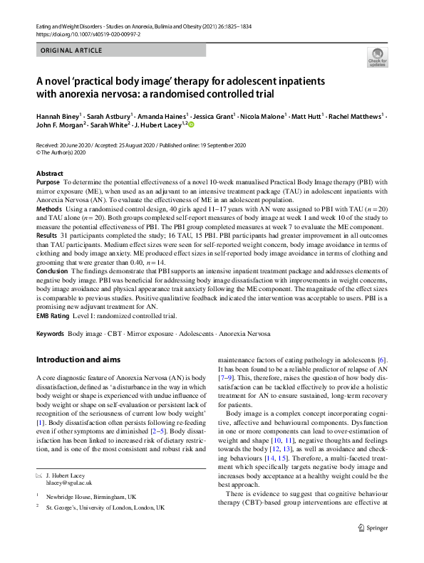 (PDF) A novel ‘practical body image’ therapy for adolescent inpatients ...