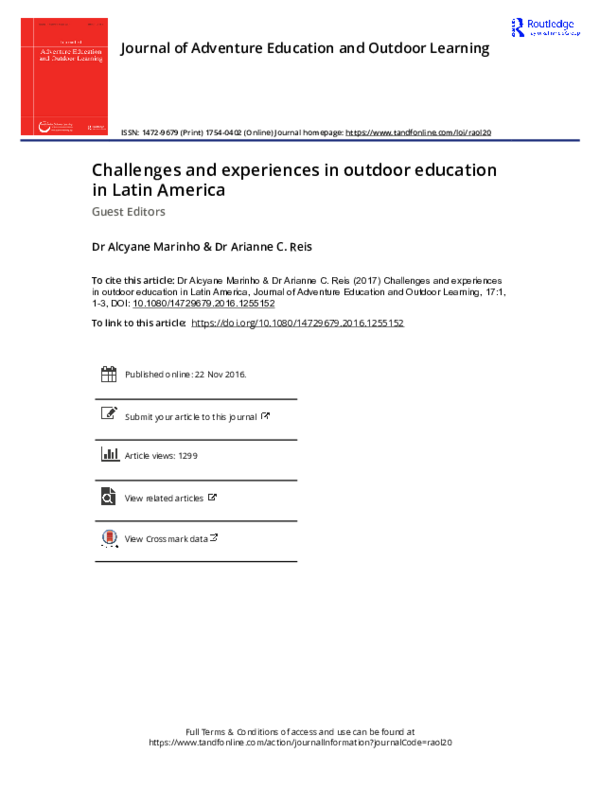 (PDF) Challenges and experiences in outdoor education in Latin America ...