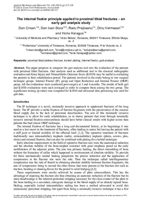 (PDF) The Internal Fixator Principle Applied to Proximal Tibial ...