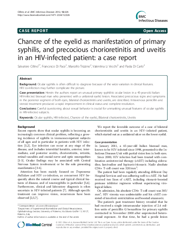 (PDF) Ocular syphilis – a case series of four patients | Stephanie ...
