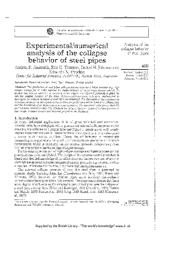(PDF) Experimental/numerical analysis of the collapse behavior of steel ...