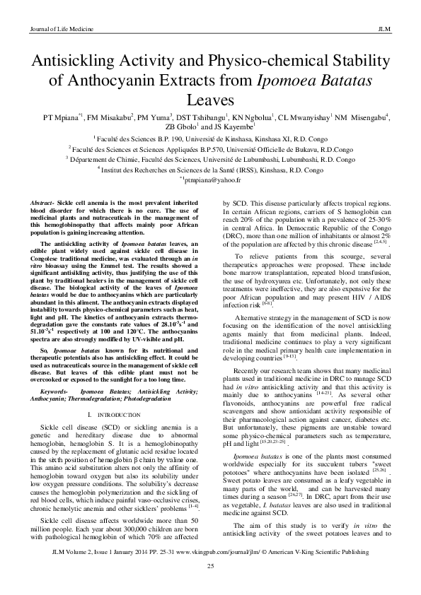 (PDF) Antisickling Activity and Physico-chemical Stability of Anthocyanin Extracts from Ipomoea ...