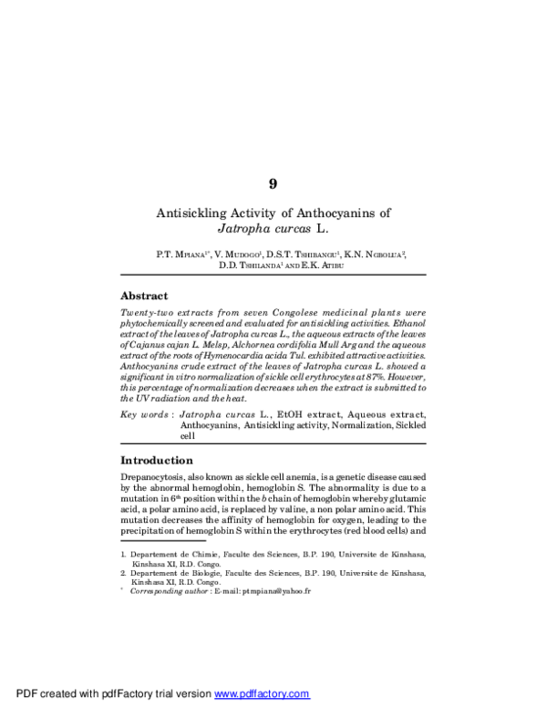 (PDF) Antisickling Activity of Anthocyanins of Jatropha curcas L