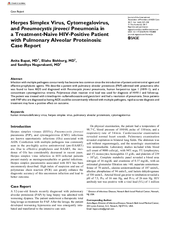 (PDF) Herpes Simplex Virus, Cytomegalovirus, and Pneumocystis jiroveci ...