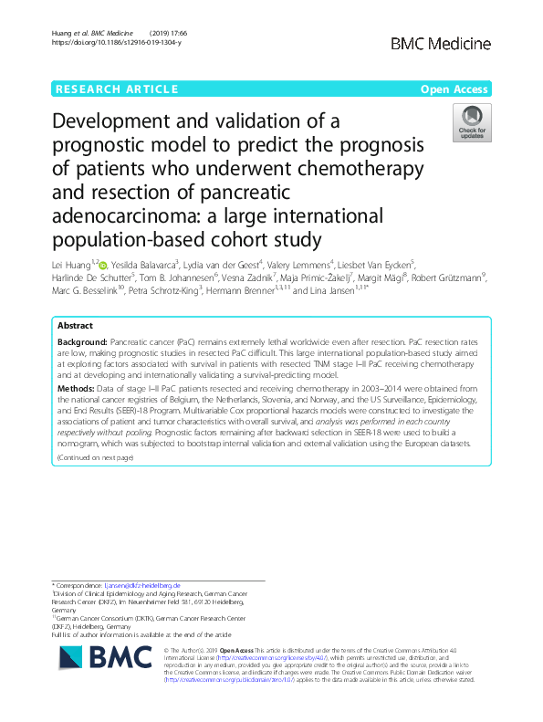 (PDF) Development and validation of a prognostic model for survival ...