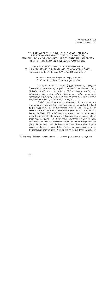 Pdf Genetic Analysis Of Inheritance And Mutual Relationships Among