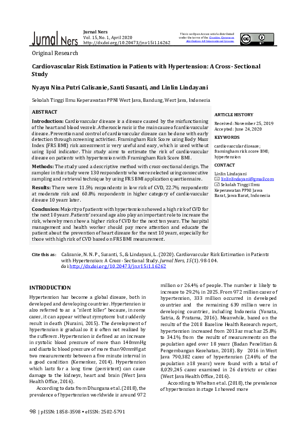 (PDF) Estimating Cardiovascular Risk in Hypertensive Patients: A Cross-Sectional Study