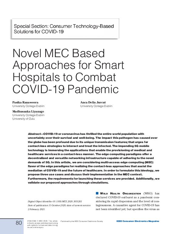(PDF) Novel MEC Based Approaches for Smart Hospitals to Combat COVID-19 ...