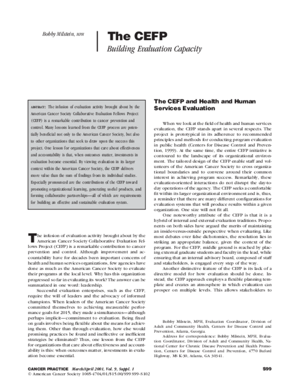 (PDF) The CEFP. Building evaluation capacity