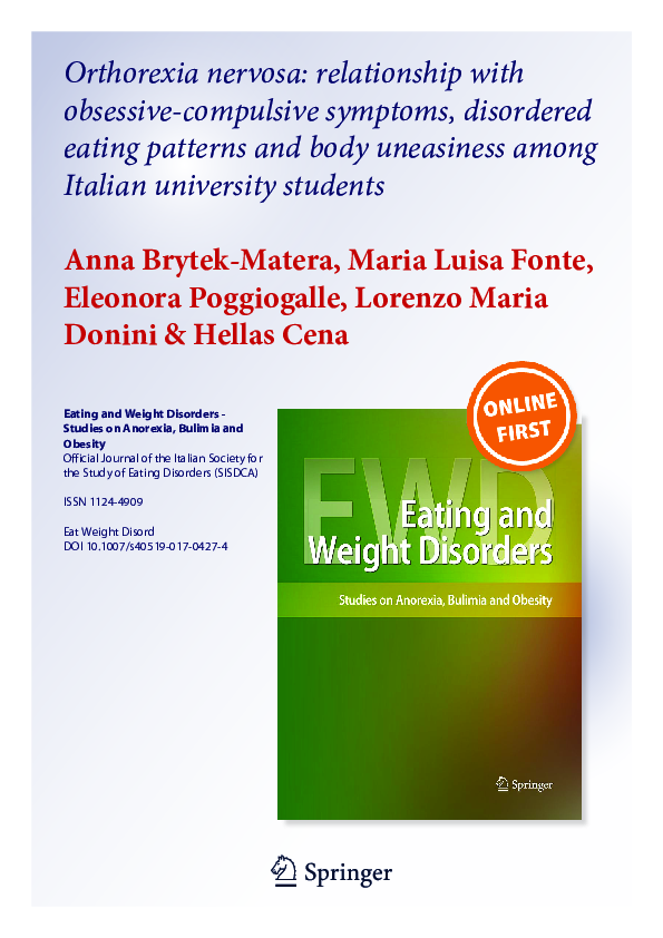 (PDF) Orthorexia nervosa: relationship with obsessive-compulsive symptoms, disordered eating ...