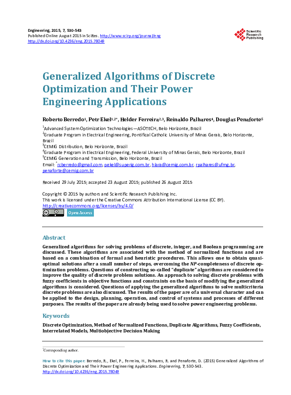 Pdf Generalized Algorithms Of Discrete Optimization And Their Applications