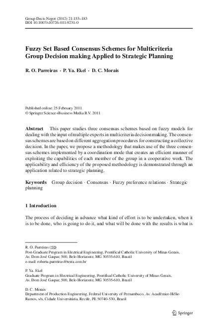 Pdf Fuzzy Set Based Consensus Schemes For Multicriteria Group Decision Making Applied To