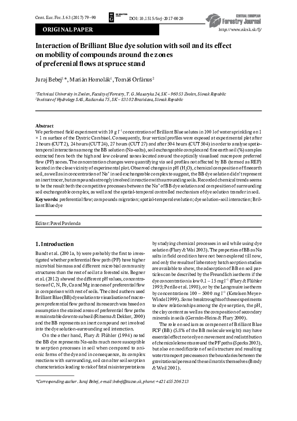 (PDF) Interaction of Brilliant Blue dye solution with soil and its ...