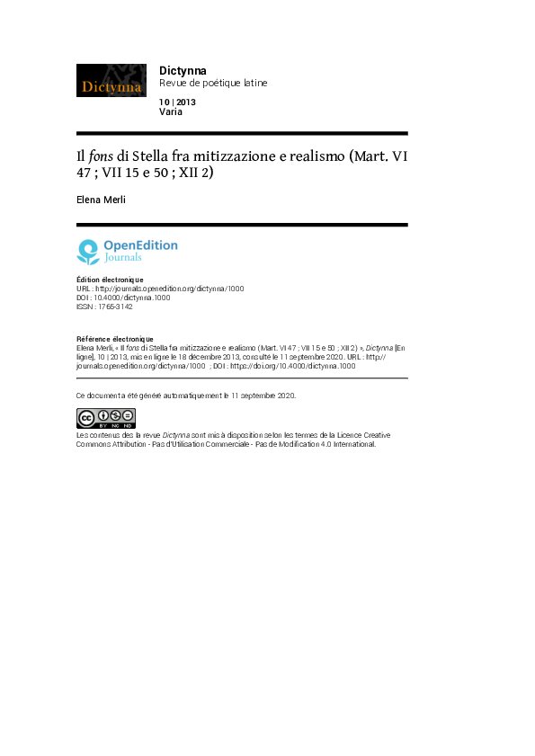 (PDF) Il fons di Stella fra mitizzazione e realismo (Mart. VI 47 ; VII ...