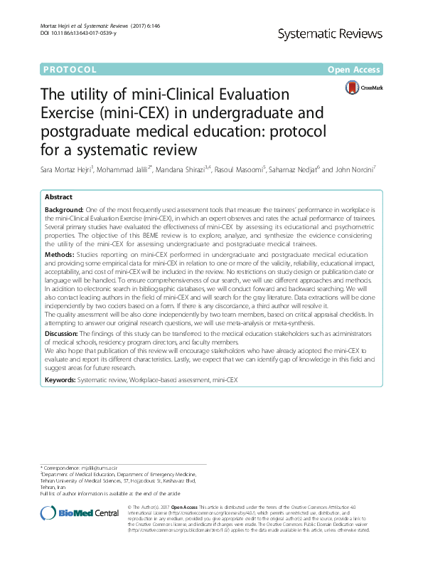 (PDF) The utility of mini-Clinical Evaluation Exercise (mini-CEX) in ...