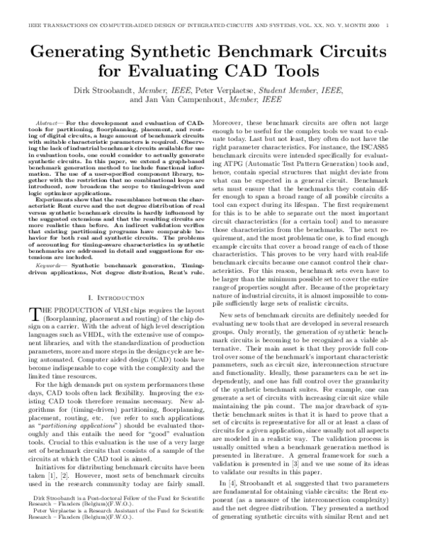 (PDF) Generating synthetic benchmark circuits for evaluating CAD tools