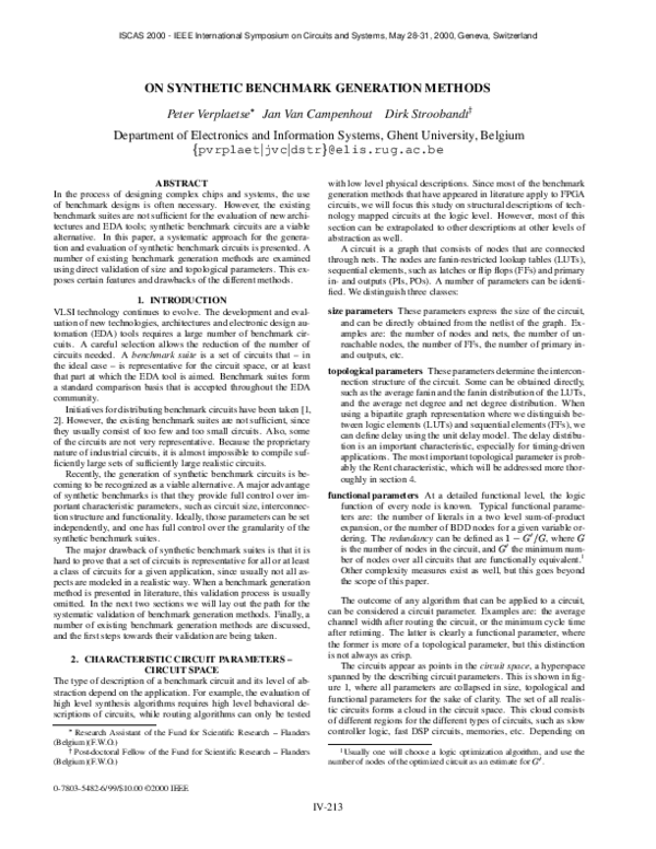 (PDF) On synthetic benchmark generation methods