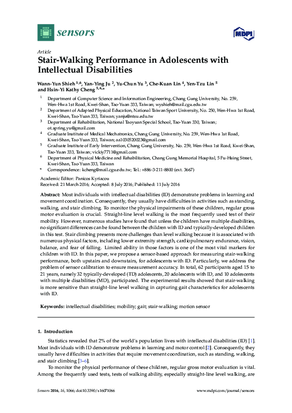 (PDF) Stair-Walking Performance in Adolescents with Intellectual ...