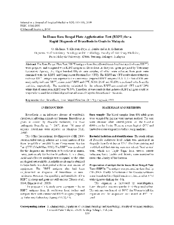 (PDF) In-House Rose Bengal Plate Agglutination Test (RBPT) for a Rapid ...
