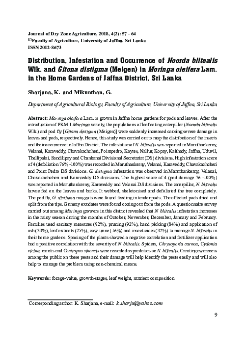 (PDF) Distribution, Infestation and Occurrence of Noorda blitealis Wlk ...