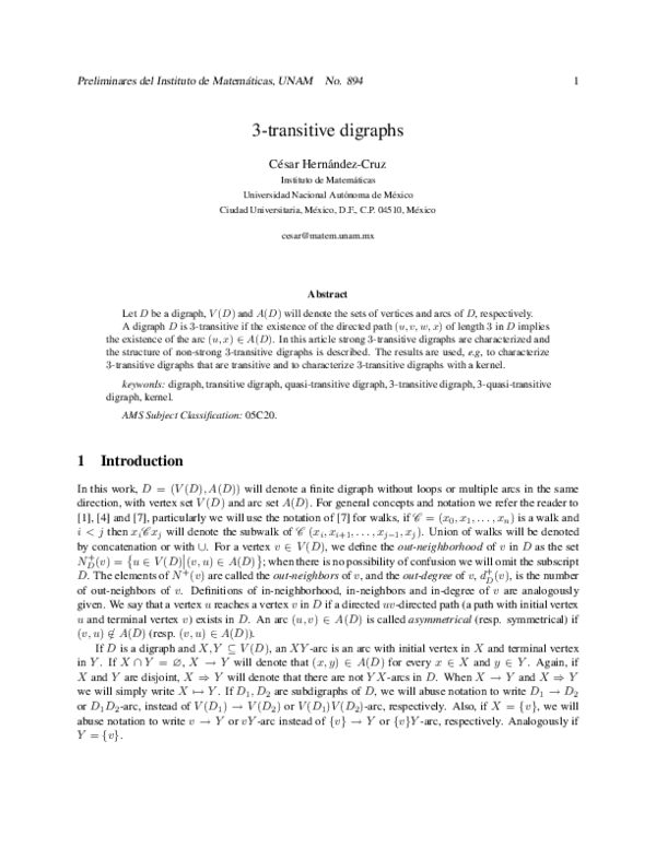 (PDF) 3-TRANSITIVE Digraphs