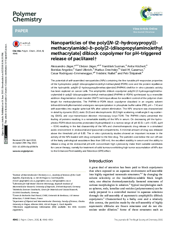 (PDF) Nanoparticles of the poly([N-(2-hydroxypropyl)]methacrylamide)-b ...