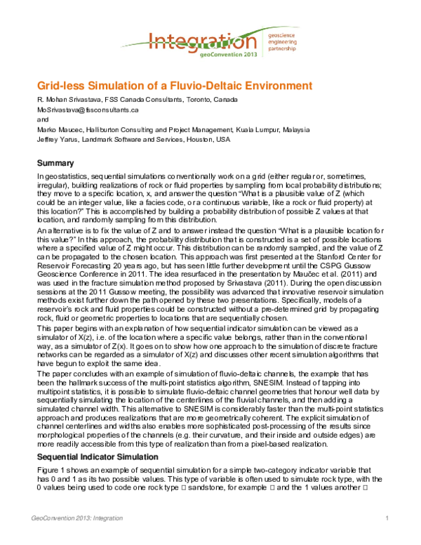 (PDF) Grid-less Simulation of a Fluvio-Deltaic Environment Sequential ...