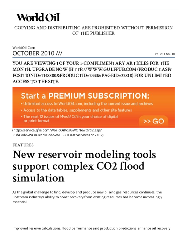 (PDF) New Reservoir Modeling Tools Support Complex CO2 Flood Simulation ...
